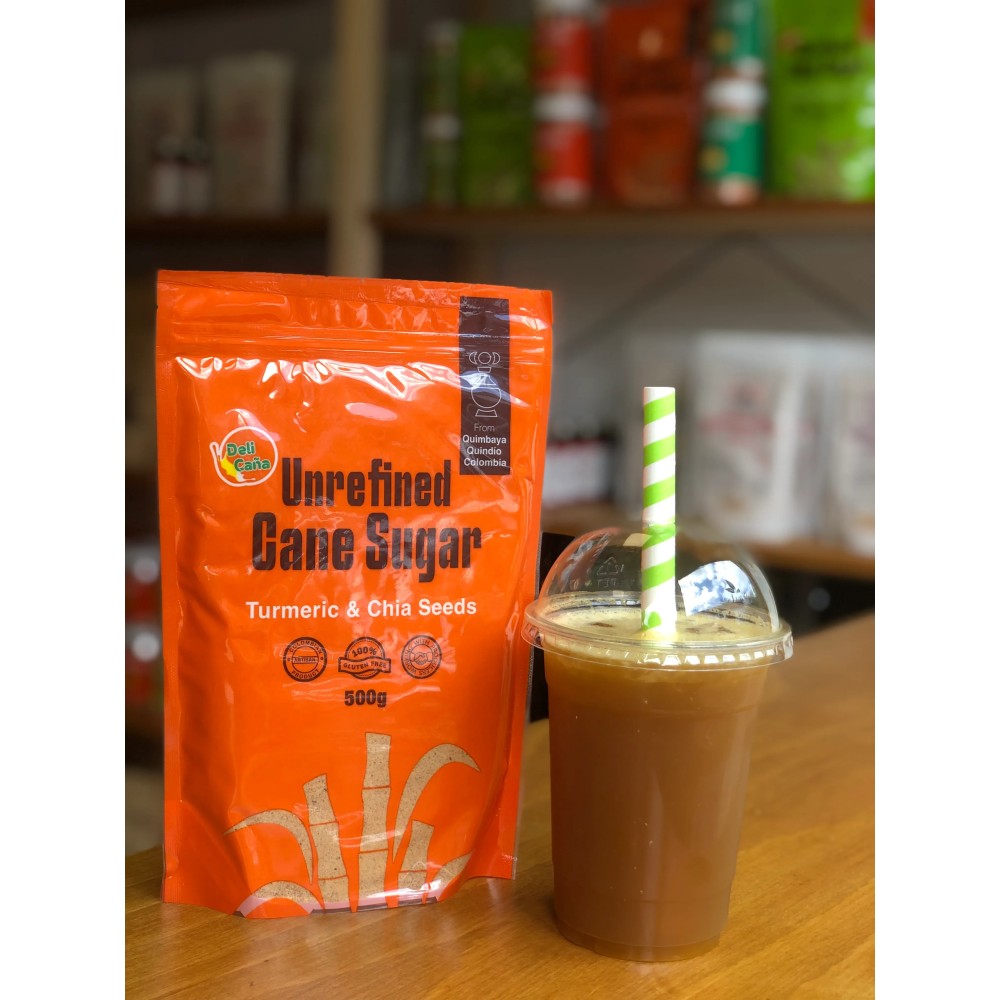 Mezcla de Azúcar de Caña sin Refinar con Cúrcuma, Semillas de Chía y ...